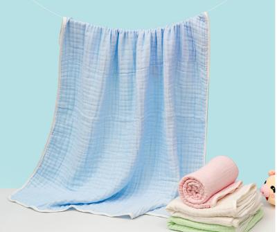 China Multi Layer Blue Swaddle Gauze Fabric 40S 220GSM Instant Water Absorption for sale