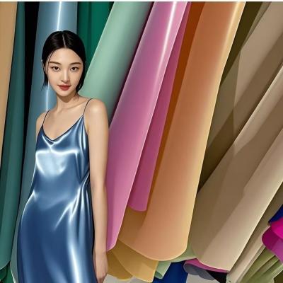 China Noble Satin Shiny Polyester Fabric Dress  Pans Imitation Silk for sale