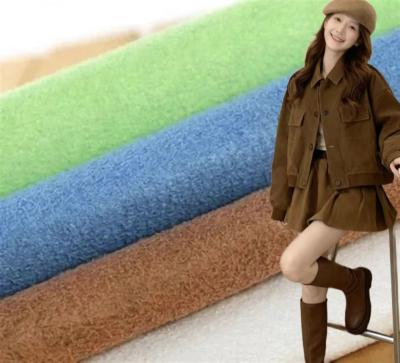 China Suede Fiber Imitation Leather 90%Polyester 10%Spandex350gsm Coat Fabric for sale