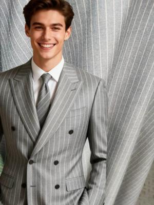 China 25%Rayon 75%Polyester 230gsm Vertical-Striped RT Suiting Grey Business Fabric for sale