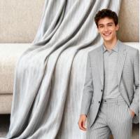 China 27%Rayon 73%Polyester 220gsm Grey-And-White Striped Rayon/Polyester Suit Fabric for sale