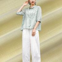 China 220 GSM Breathable Wrinkle Resistant Linen Rayon Fabric for Blouses and Shirts for sale