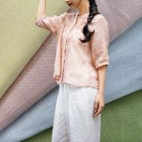 China 220 GSM Breathable Wrinkle Resistant Linen Rayon Fabric for Blouses and Shirts for sale