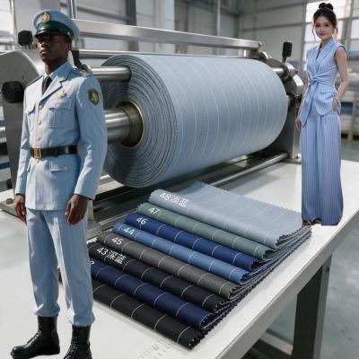 China Polyester Yarn-Dyed Stripe Fabric - Wrinkle-Resistant Easy-Care 230gsm Uniform Fabric for Professional Workwear for sale