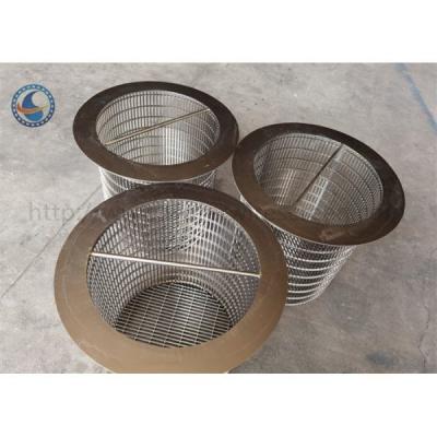 China Ss 304 Shaped 450mm Wedge Wire Filter Basket With Handle Slot Wire Backwash for sale