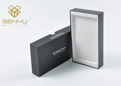 China Phone Accessories Paper Boxes For Packing / Black Paper Gift Box With Tray for sale