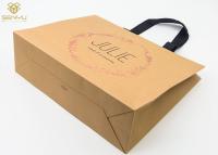 China Kraft Custom Printed Paper Bags Grocery Shopping With Gold Foil Stamp Logo for sale