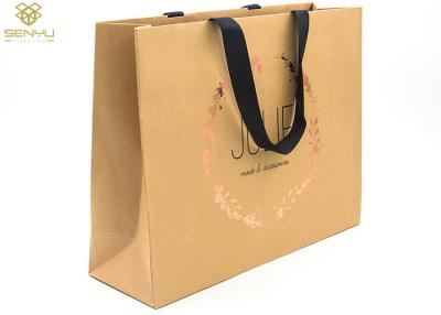China Kraft Custom Printed Paper Bags Grocery Shopping With Gold Foil Stamp Logo for sale