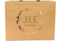 China Kraft Custom Printed Paper Bags Grocery Shopping With Gold Foil Stamp Logo for sale