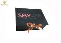 China Black Cardboard Gift Box Packaging / Magnetic Folding Packaging Boxes For Hair Extension for sale