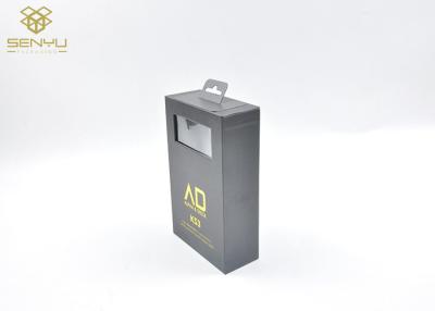 China Black Mobile Accessories Packaging / Lid And Bottom Earphone Packaging Box for sale