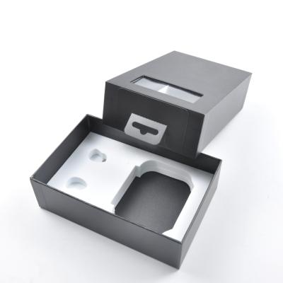 China Cardboard Earphone Headphone Boxes With Window Two Piece Base And Lid for sale