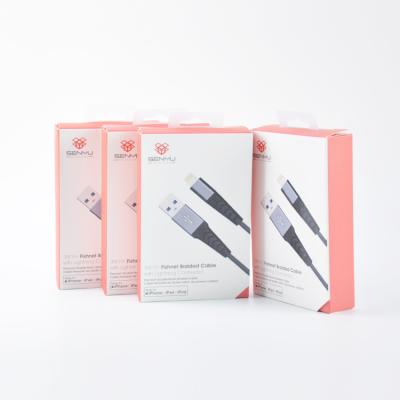 China Custom logo printing design packing box android type-c apple phone usb cable packing box paper for sale
