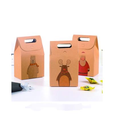 China Gift Brown Kraft Small Paper Boxes For Sweets Handled Packaging Recyclable for sale