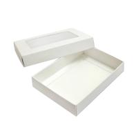 China 300g cardboard white window pvc box with your logo and custom surface coating and color printing for sale