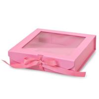 China Chocolate Truffle Kraft Gift Box With Window Magnetic with Silk Ribbon for sale