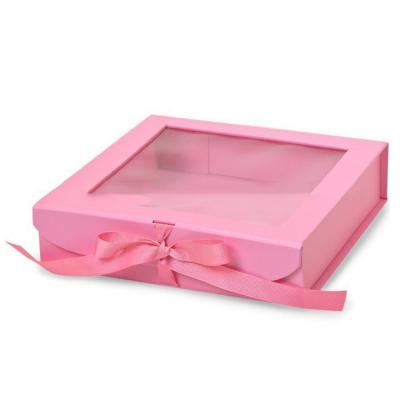 China Chocolate Truffle Kraft Gift Box With Window Magnetic with Silk Ribbon for sale