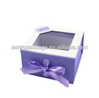China Chocolate Truffle Kraft Gift Box With Window Magnetic with Silk Ribbon for sale