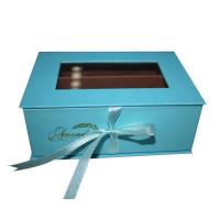 China Chocolate Truffle Kraft Gift Box With Window Magnetic with Silk Ribbon for sale