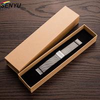 China Watch Strap Kraft Paper Packaging with Drawer / Brown Kraft Paper Box Custom Design for sale