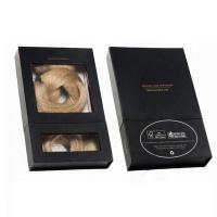 China Custom made matt black paper gift two clear window packaging box for hair extension package for sale