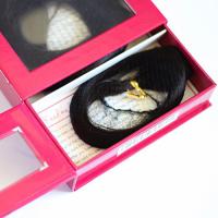 China Custom made matt black paper gift two clear window packaging box for hair extension package for sale