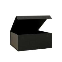 China Luxury Folding Magnetic Cover Cardboard Black Phone Packaging Box with Soft Pvc Plastic Window for sale