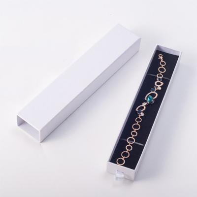 China Personalized White Paper Jewelry Boxes with sponge Simple Sliding Drawer for sale