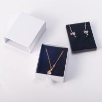 China Personalized White Paper Jewelry Boxes with sponge Simple Sliding Drawer for sale