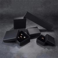 China Custom Pu Leather Black Recycled Paperboard Jewelry Box with Foam Insert for sale