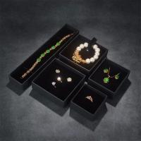 China Custom Pu Leather Black Recycled Paperboard Jewelry Box with Foam Insert for sale