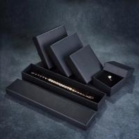 China Custom Pu Leather Black Recycled Paperboard Jewelry Box with Foam Insert for sale