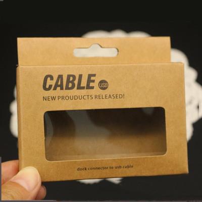 China Brown Kraft Paper Packaging Box with Window / Usb Cable Box Recycled Materials for sale