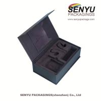 China Magnetic Phone Packaging Box Black UV Coated Matte Laminated Folding for sale
