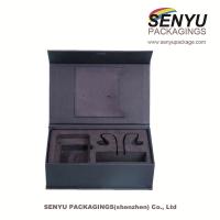 China Magnetic Phone Packaging Box Black UV Coated Matte Laminated Folding for sale