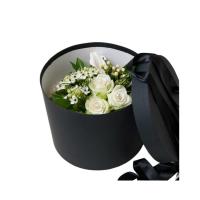 China Luxury Printing Paper Tube Packaging / Black Red Round Flower Gift Box for sale