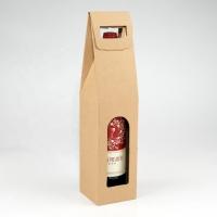 China Cardboard Paper Kraft Mailer Boxes For Single Wine Bottle With Handle for sale