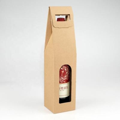 China Cardboard Paper Kraft Mailer Boxes For Single Wine Bottle With Handle for sale