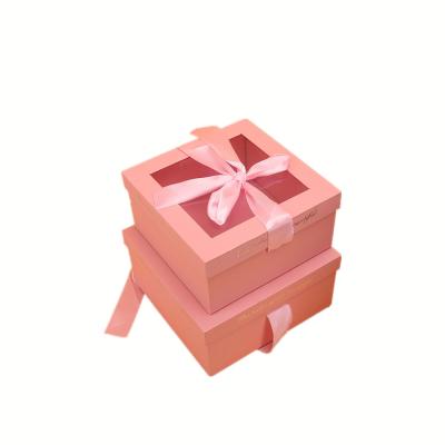 China Candy Gift Box Wedding Pink with Clear Lid Handle for sale