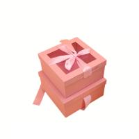 China 1000gsm Paperboard Cardboard Box With Window Lid Ribbon for sale