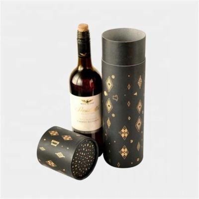 China Custom Paper Black Round Gift Cardboard Wine Box for sale