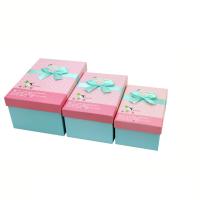 China Custom Girlfriend Gift Box Packaging Hard Bow Pink Cardboard Packing With Lid for sale