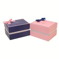 China Custom Girlfriend Gift Box Packaging Hard Bow Pink Cardboard Packing With Lid for sale