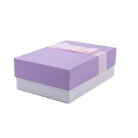 China Paper Gift Box Packaging / Wedding Flowers Gift Purple Gift Box White Bow for sale