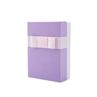 China Paper Gift Box Packaging / Wedding Flowers Gift Purple Gift Box White Bow for sale