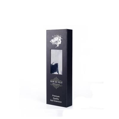 China Black Hair Extension Magnetic Box Packaging With Window for sale