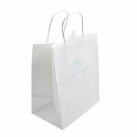 China Custom Kraft Paper Bags with Hand Length Handle White Color Food Grade for sale
