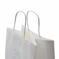 China Custom Kraft Paper Bags with Hand Length Handle White Color Food Grade for sale