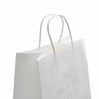 China Custom Kraft Paper Bags with Hand Length Handle White Color Food Grade for sale