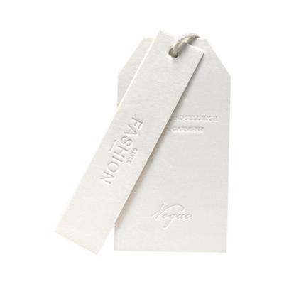 China Matt Cardboard Paper Hang Tags Garment Accessories Embossed  For Clothing Own Logo for sale